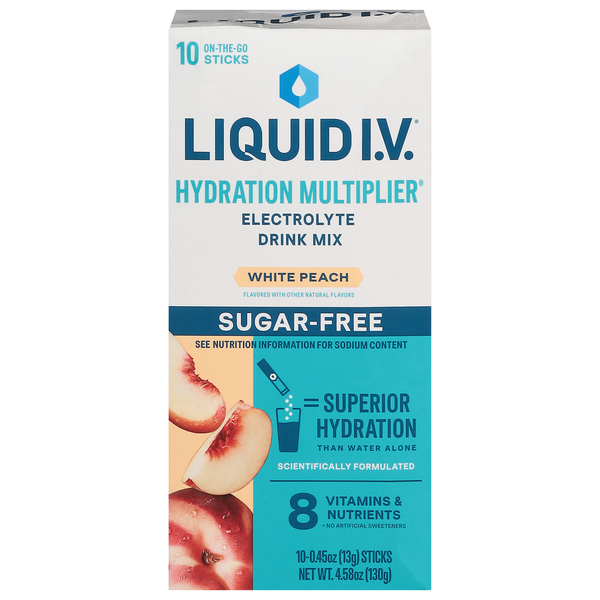 Save on Liquid I.V. Sugar Free White Peach Electrolyte Drink Mix Sticks ...