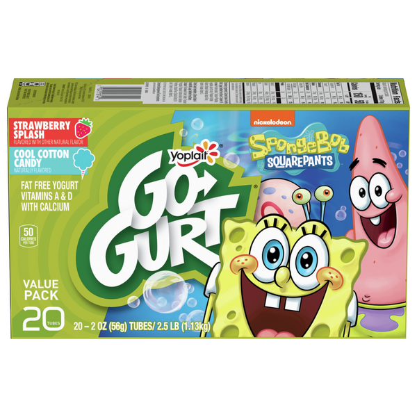 Save on Yoplait Go-GURT Yogurt Tubes Spongebob Strawberry & Cotton Candy - 20 ct Order Online ...
