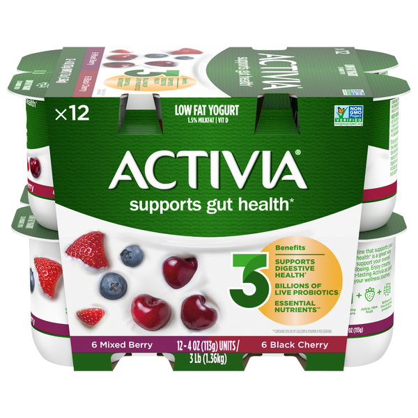 Save on Activia Low Fat Black Cherry & Mixed Berry Probiotic Yogurt ...