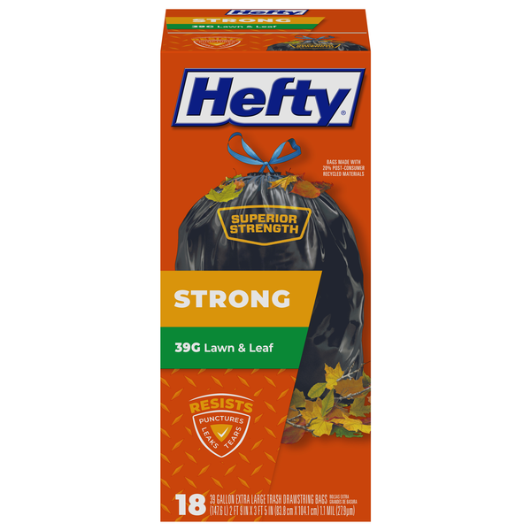 Save on Hefty Strong Lawn & Leaf Extra Large Drawstring Bags 39 Gallon ...