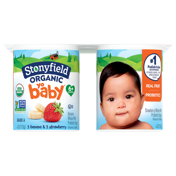 Save on Stonyfield Organic YoBaby Whole Milk Banana & Strawberry Yogurt ...
