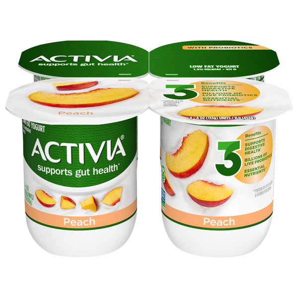 Save on Activia Low Fat Peach Probiotic Yogurt Cups - 4 ct Order Online ...