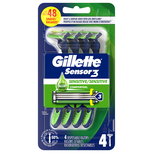 Save on Gillette Sensor3 Razors Triple Blade Sensitive Disposable Order ...