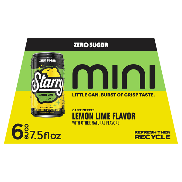 Save on Starry Zero Sugar Lemon Lime Soda Mini - 6 pk Order Online ...