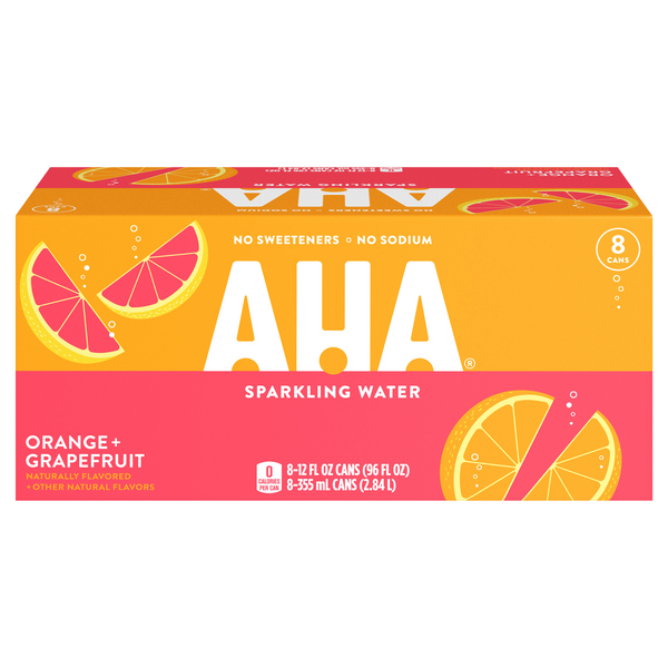 Save on AHA Orange + Grapefruit Sparkling Water - 8 pk Order Online Delivery | Stop & Shop