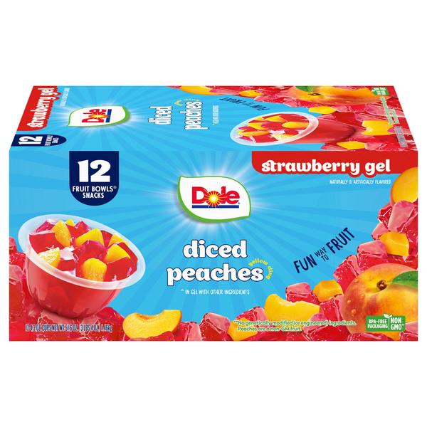 Save on Dole Diced Peaches Fruit Cups in Strawberry Gel - 12 ct Order ...