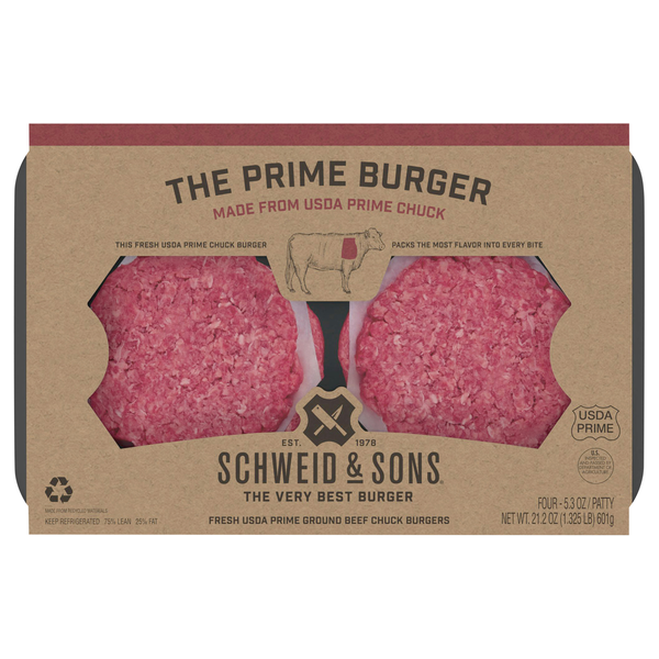 Save on Schweid & Sons The Prime Burger Ground Beef Chuck Patties - 4 ...