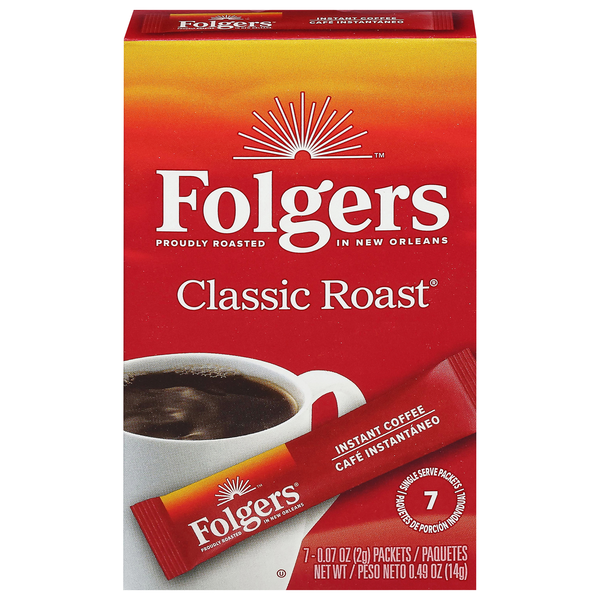Save on Folgers Classic Roast Instant Coffee Crystals Single Serve Packets Order Online Delivery ...