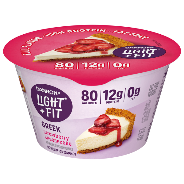 Save on Dannon Light + Fit Fat Free Strawberry Cheesecake Greek Yogurt Cup Order Online Delivery ...