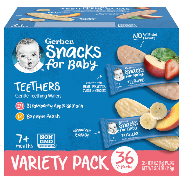 Gerber Snacks For Baby Teethers, Banana Peach, Oz Box (12