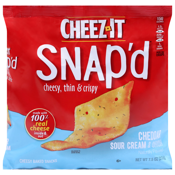 Save on Cheez-It Snap'd Cheddar Sour Cream & Onion Cheesy Baked ...