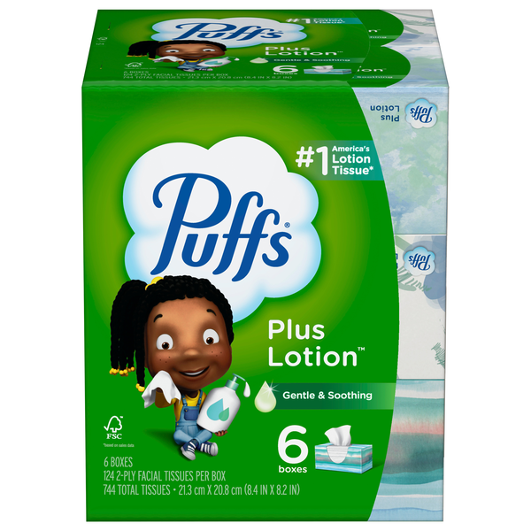 Save on Puffs Plus Lotion 2-Ply Facial Tissue Cube Box - 6 ct Order ...