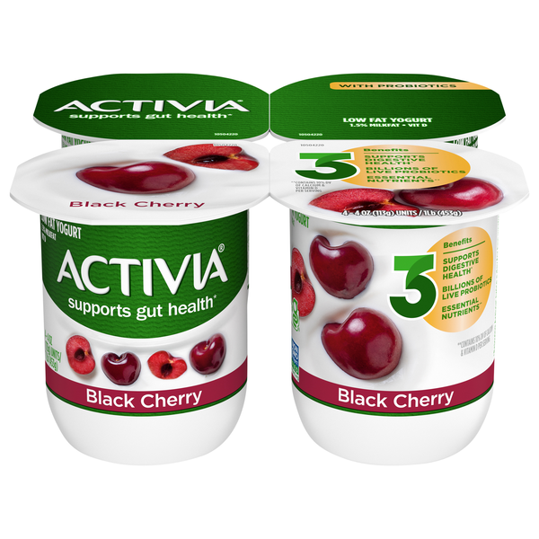 Save on Activia Low Fat Black Cherry Probiotic Yogurt Cups - 4 ct Order ...