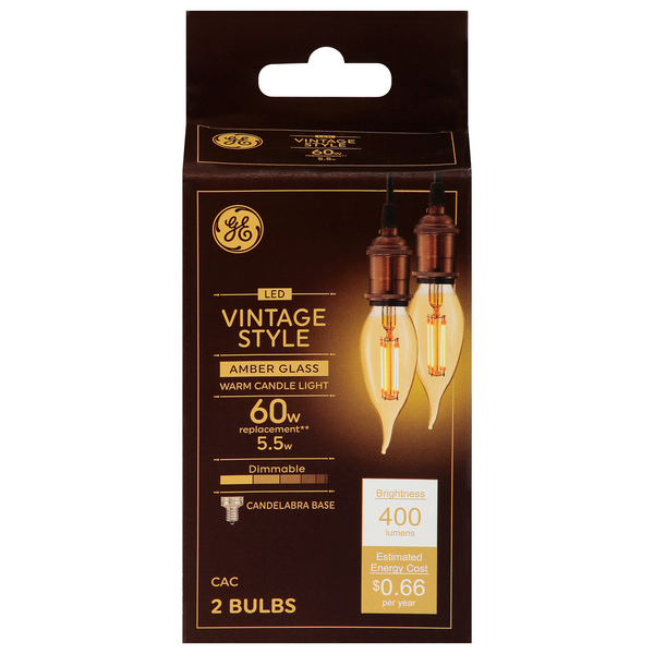 Save On Ge Led Vintage Style Warm Candle Amber Glass Light Bulbs Order
