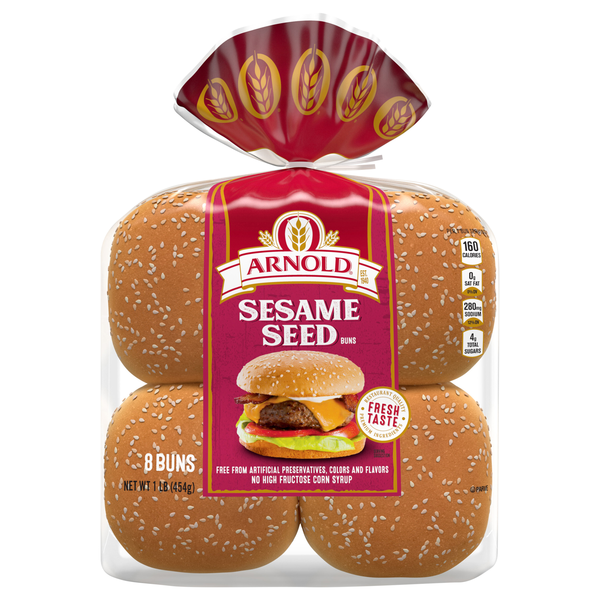 Save on Arnold Sesame Seeded Hamburger Buns - 8 ct Order Online ...