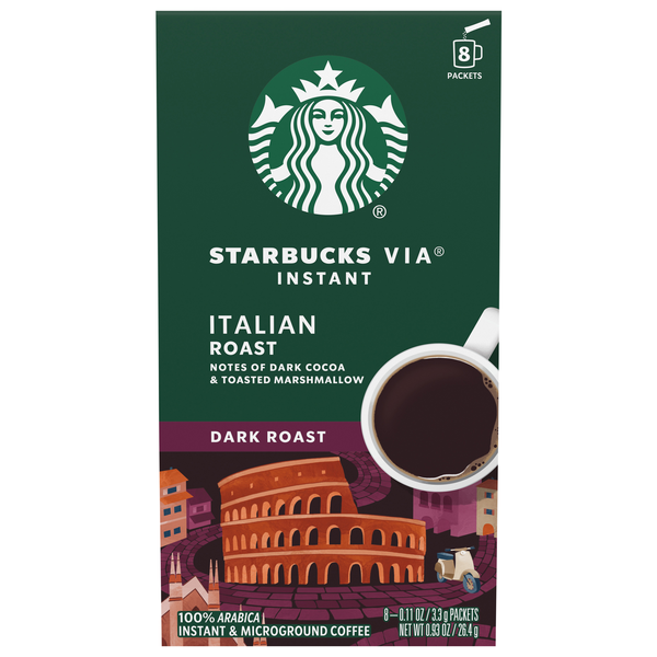 Save on Starbucks VIA Instant Italian Roast Dark Roast Coffee Packets Order Online Delivery | Giant