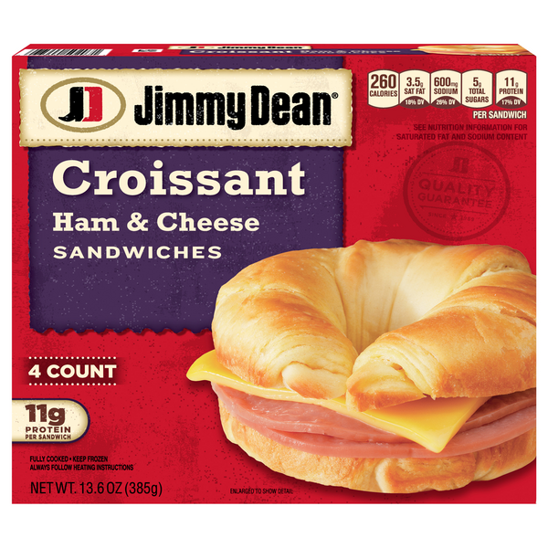 Save on Jimmy Dean Croissant Sandwiches Ham & Cheese - 4 ct Order ...