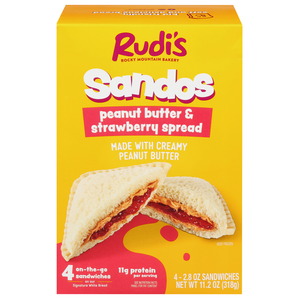 Save on Rudi's Sandos Peanut Butter & Strawberry Spread Sandwiches - 4 ...