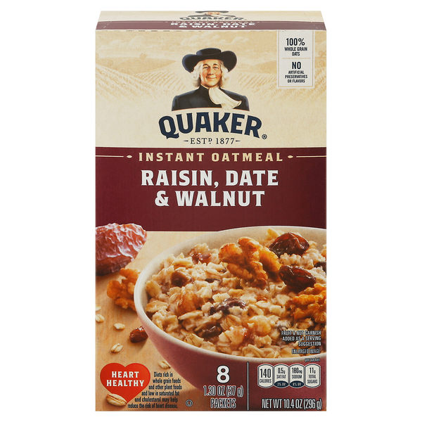 Save on Quaker Instant Oatmeal Raisin Date & Walnut - 8 ct Order Online ...