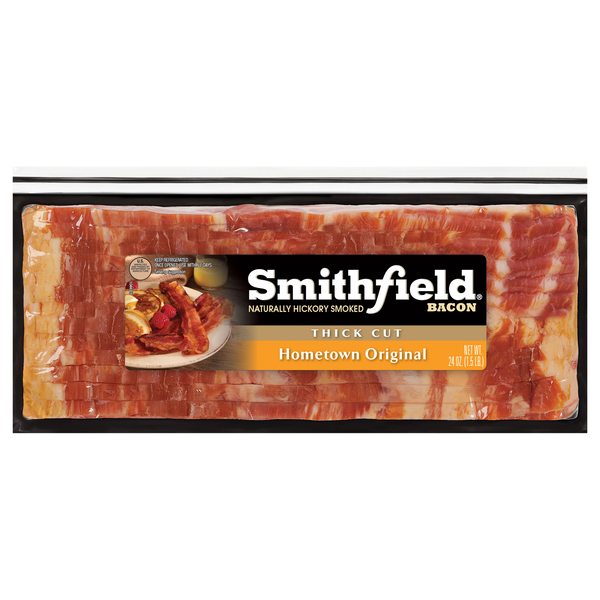 Save on Smithfield Hickory Smoked Hometown Original Thick Cut Bacon ...