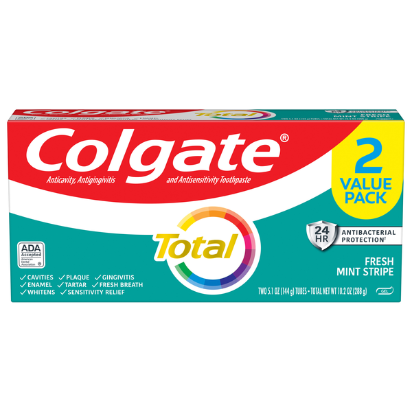 Save on Colgate Total Whitening Toothpaste Fresh Mint Stripe Gel Value ...
