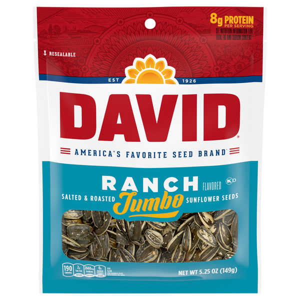 Save on DAVID Ranch Salted & Roasted Jumbo Sunflower Seeds Order Online ...