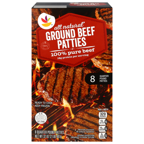 Save on Our Brand All Natural 100% Pure Ground Beef Patties - 8 ct ...