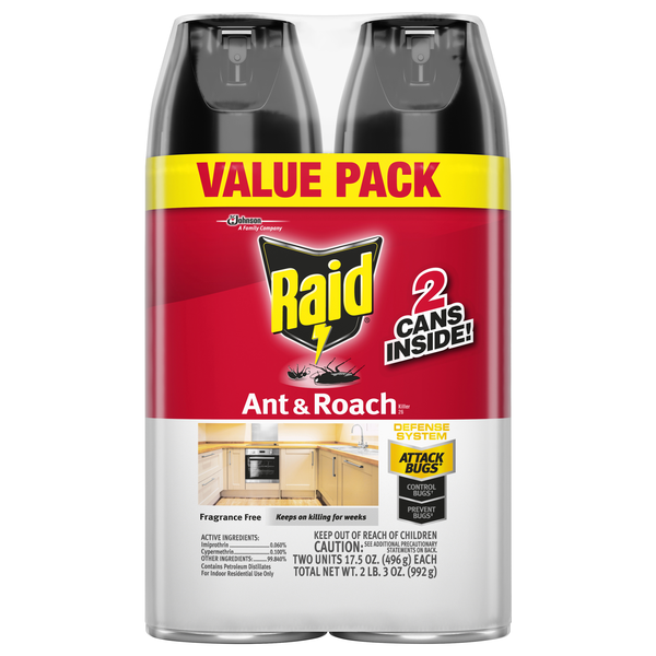 Save on Raid Ant & Roach Killer Insect Fragrance Free Aerosol Spray - 2 ...