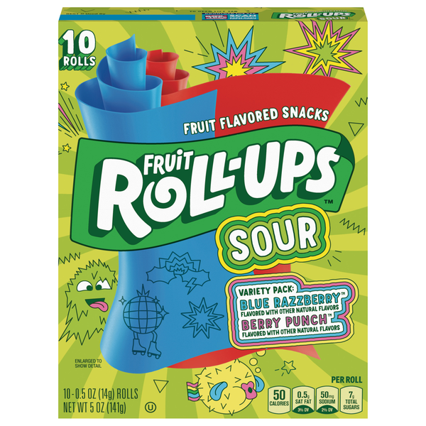 Save on Fruit Roll-Ups Sour Blue Razzberry/Berry Punch Fruit Flavored ...