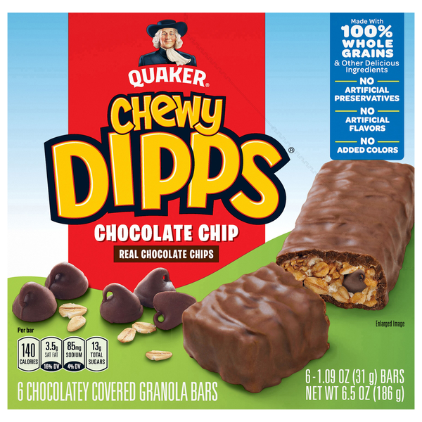 Save on Quaker Chewy Dipps Granola Bars Chocolate Chip - 6 ct Order ...