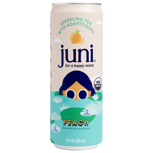 Save on Juni Peach Sparkling Tea with Adaptogens Order Online Delivery ...