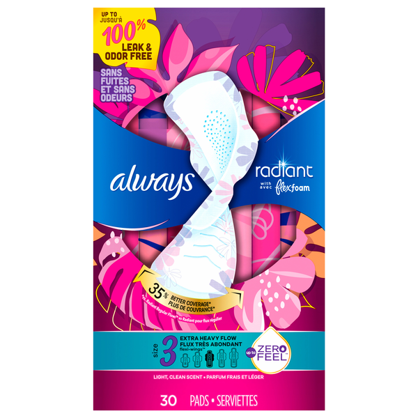Save on Always Radiant Heavy Flow Pads with Wings Size 3 Order Online ...