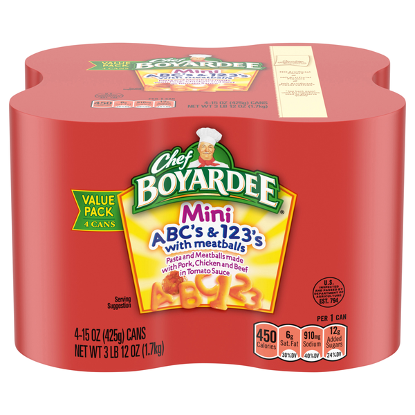 Save on Chef Boyardee Mini ABC's & 123's with Meatballs Value Pack - 4 ...