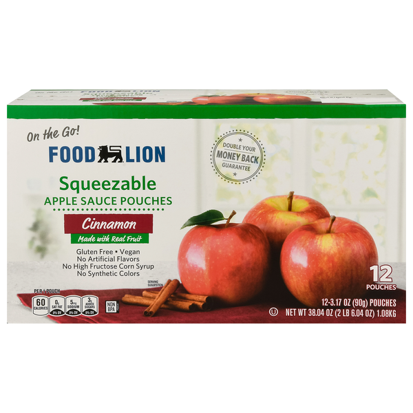 Save on Food Lion Cinnamon Apple Sauce Squeezable Pouches - 12 ct Order ...