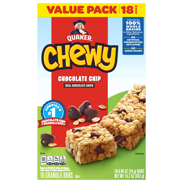 Save on Quaker Chewy Chocolate Chip Granola Bars Value Pack - 18 ct ...