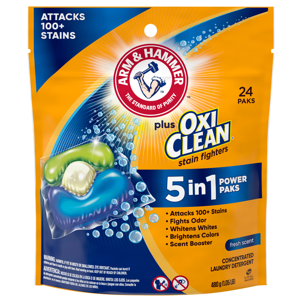 Save on Arm & Hammer Plus OxiClean Fresh Scent 5-in-1 Power Paks Laundry Detergent Order Online ...