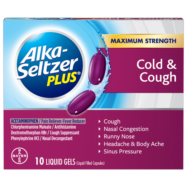 Save on Alka-Seltzer Plus Maximum Strength Cold & Cough Liquid Gels ...