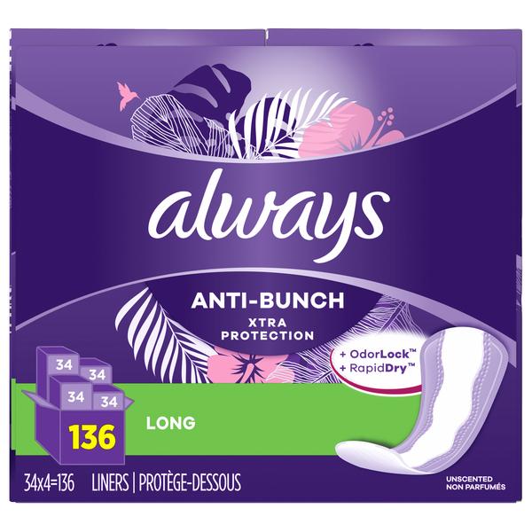 Save on Always Anti-Bunch Xtra Protection Unscented Long Liners Order ...
