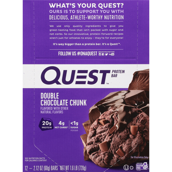 Save on Quest Keto Friendly Double Chocolate Chunk 20g Protein Bar - 12 ...