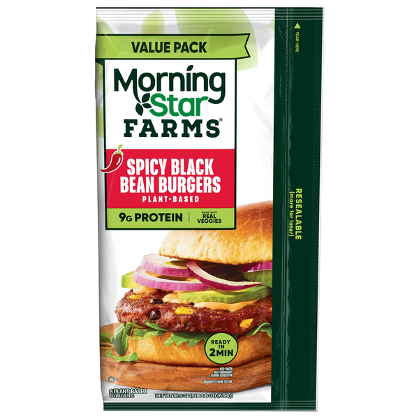 Save on MorningStar Farms Plant-Based Spicy Black Bean Burgers - 8 ct ...