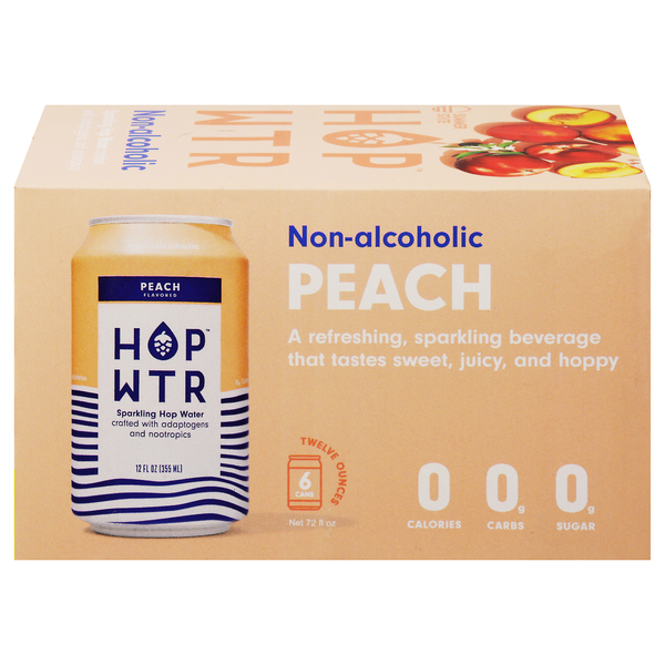 Save on Hop Wtr Peach Non-Alcoholic Sparkling Hop Water - 6 pk Order ...