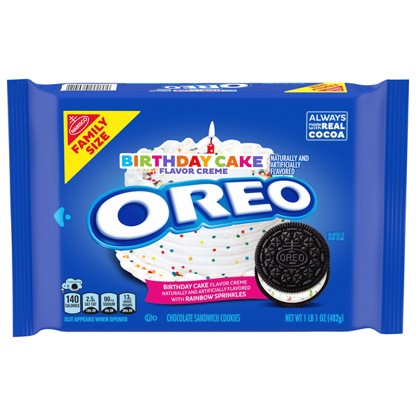 Save on OREO Birthday Cake Flavor Creme Chocolate Sandwich Cookies ...