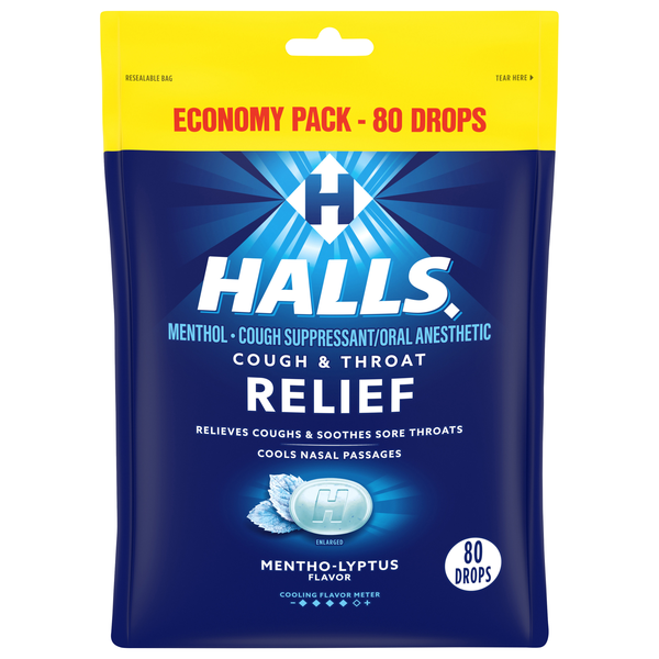 Save on Halls Relief Cough Drops Mentho-Lyptus Flavor Order Online ...