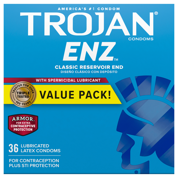 Save on Trojan ENZ Latex Condoms Spermicidal Lubricant Value Pack Order ...