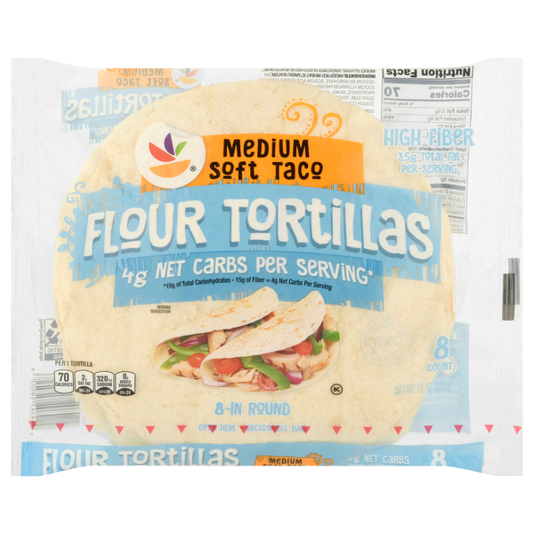 Save on Giant High Fiber Soft Medium Taco Flour Tortillas 8 Inch - 8 ct ...