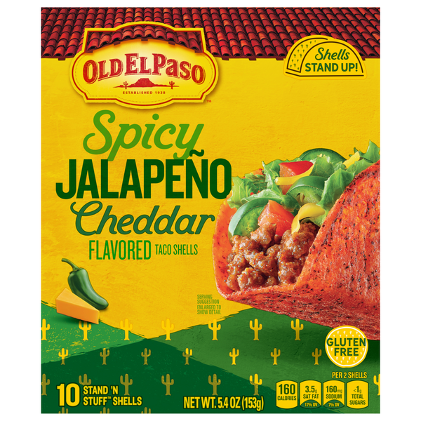 Save on Old El Paso Stand 'N Stuff Jalapeno Cheddar Spicy Hard Taco ...