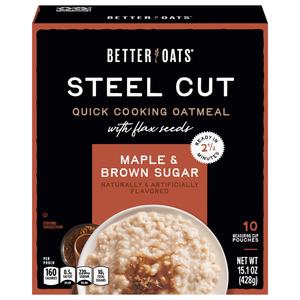 Save on Better Oats Steel Cut Maple & Brown Sugar Quick Cooking Oatmeal ...
