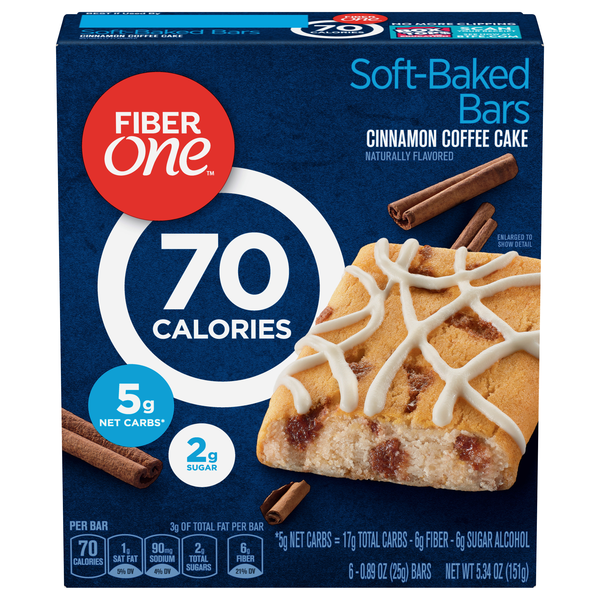 Save on Fiber One 70 Calories Soft-Baked Bars Cinnamon Coffee Cake - 6 ...