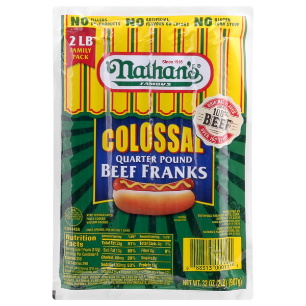 Save on Nathan's Famous Colossal Quarter Pound Beef Franks Family Pack ...