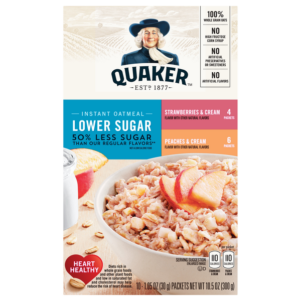 Quaker Instant Oatmeal Lower Sugar Variety Pack 10